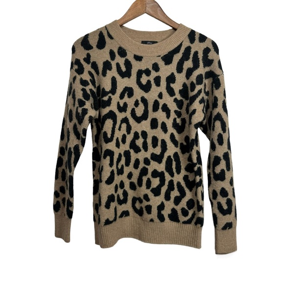 J. Crew | Sweaters | J Crew Leopard Print Wool Alpaca Crew Neck Sweater ...